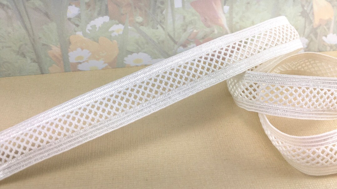 3yds Ivory Stretch Lace 5/8" 3/4" Ribbon Elastic Band Mesh Lattice Trim ...