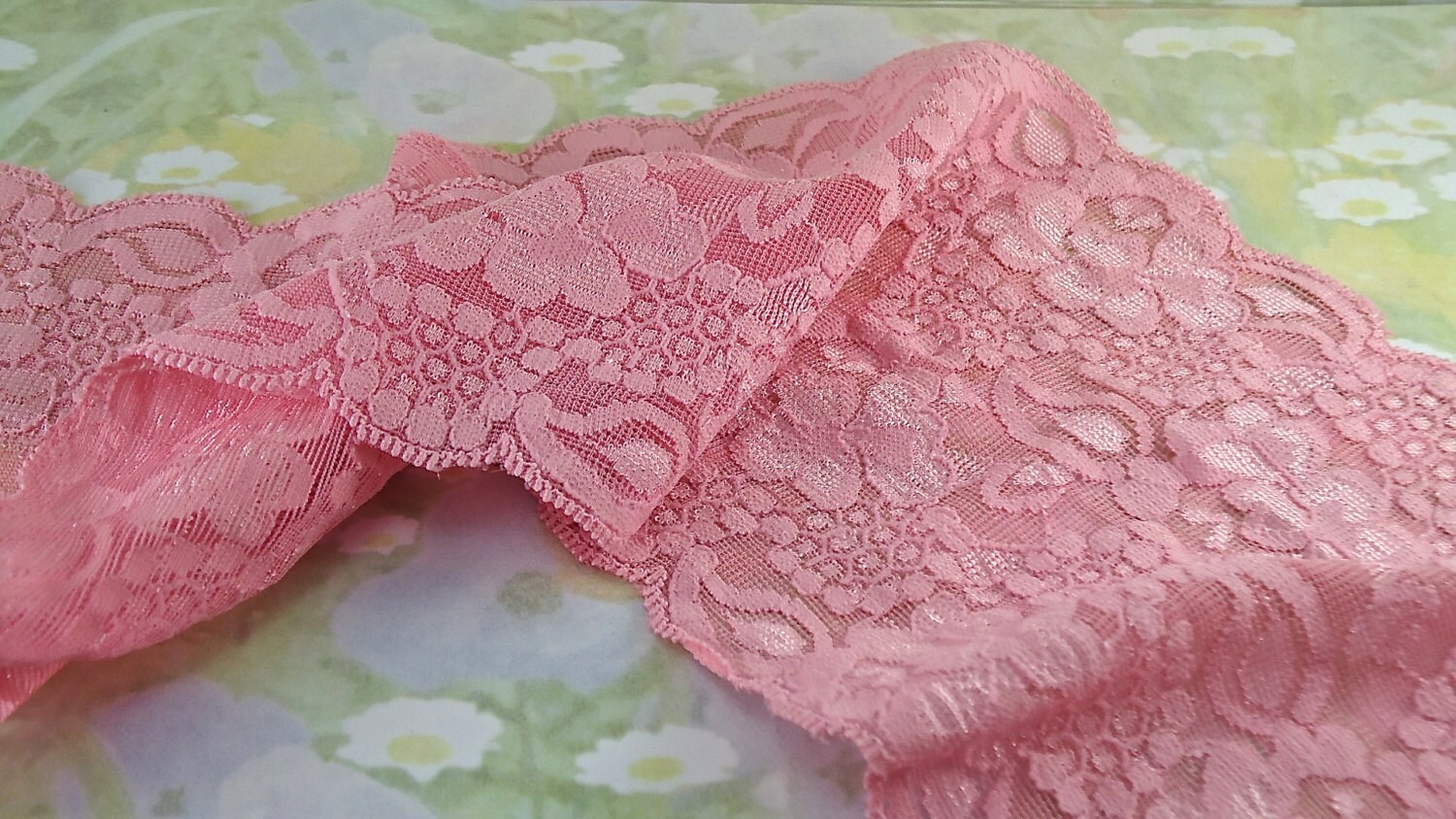 1yd Pink Stretch Lace 5 Inch Wide Gallon Lace Trim Pink - Etsy