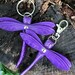 Purple Dragonfly Leather Key Ring, Key Fob, Tooled Leather Dragonfly ...