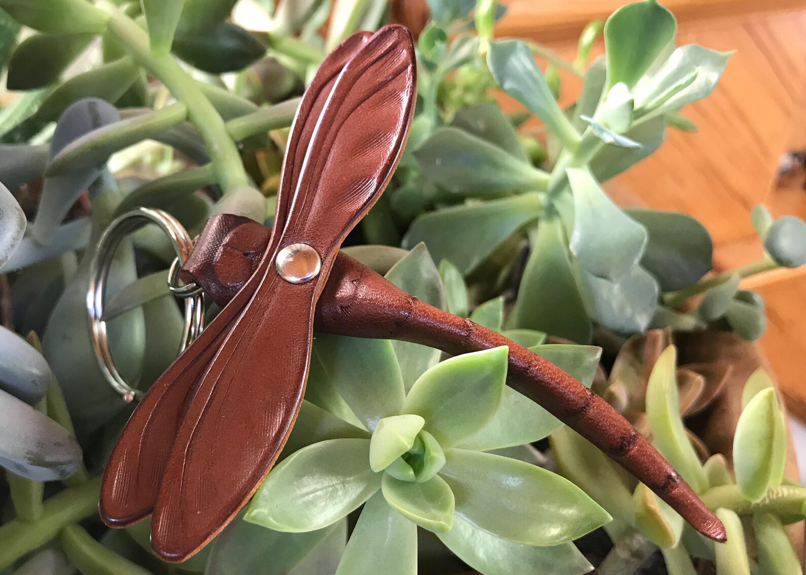 Dragonfly Leather Key Ring Key Fob Dragonfly Key Chain - Etsy