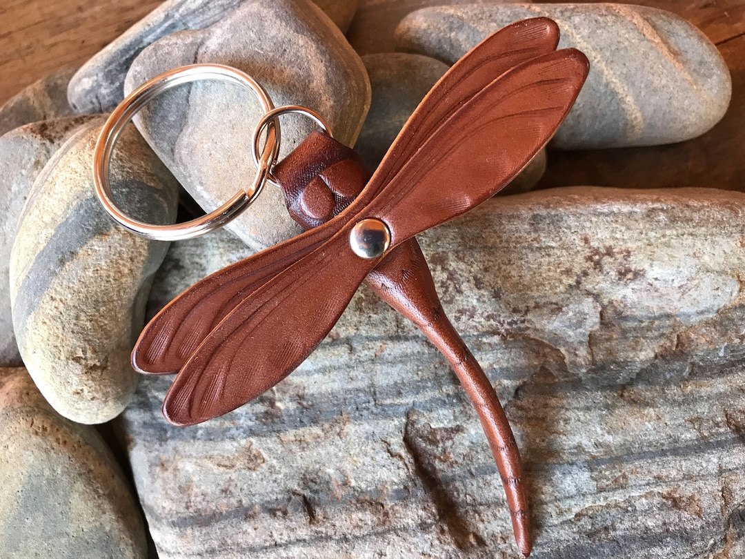 Dragonfly Leather Key Ring, Key Fob, Dragonfly Key Chain, Gifts Under ...