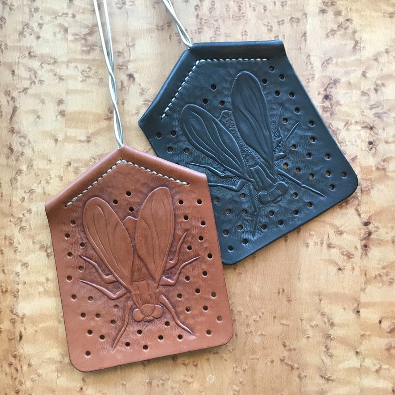The Buzzkill Leather Fly Swatter Unique Tooled Fly Insect - Etsy