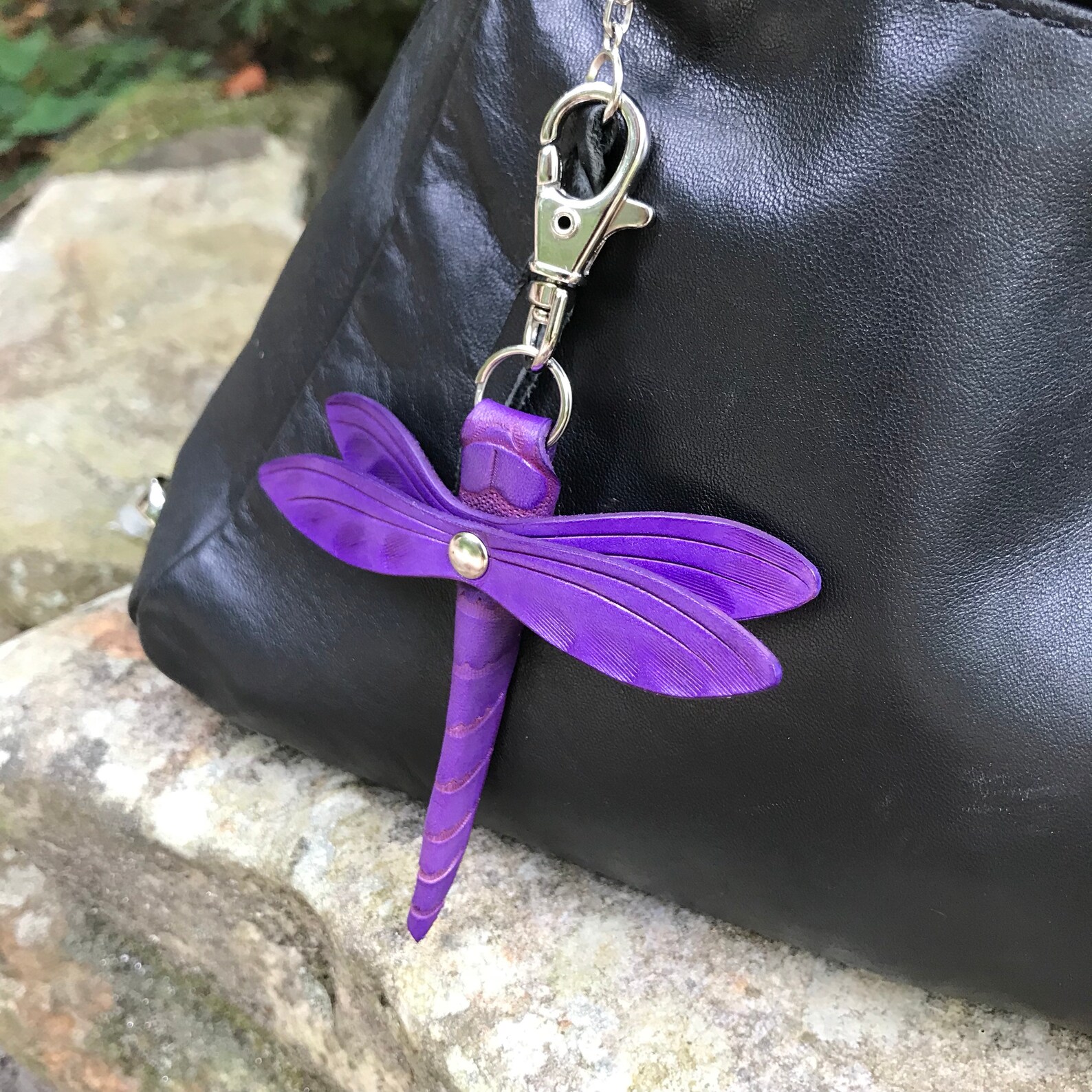 Dragonfly Leather Key Ring Key Fob Dragonfly Key Chain - Etsy