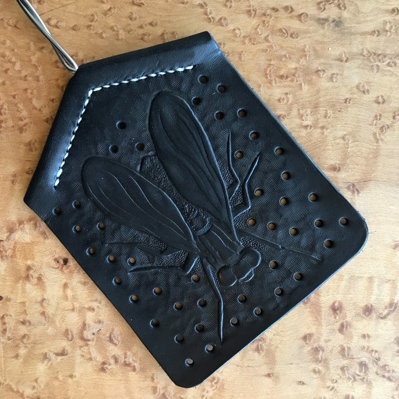 The Buzzkill Leather Fly Swatter Unique Tooled Fly Insect - Etsy