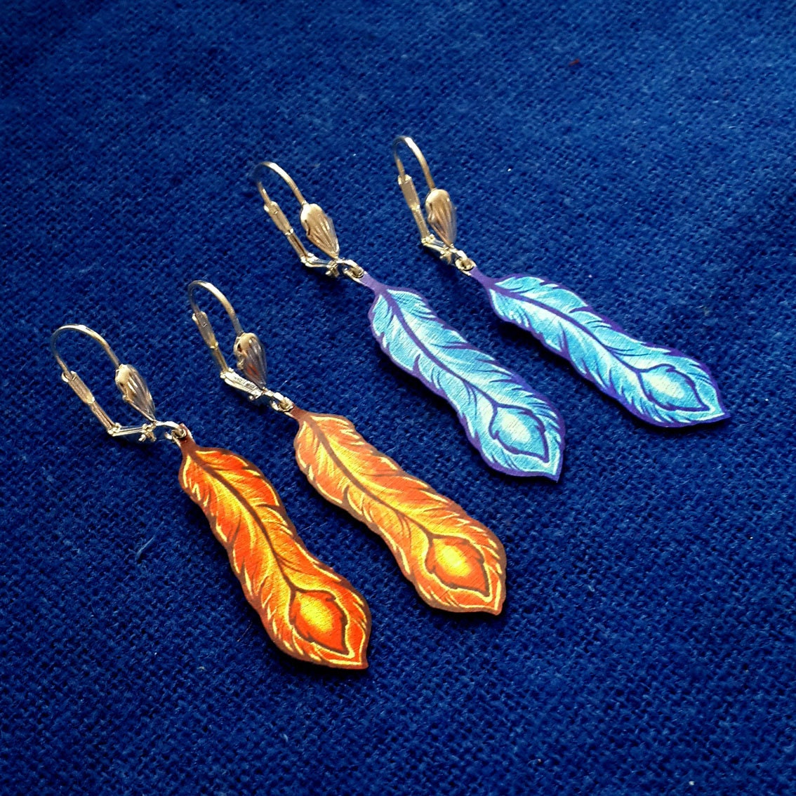 Firebird Phoenix Feather Fire Ice Blue Orange Fantasy Jewelry - Etsy