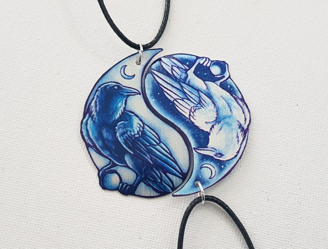 Black White Yin Yang Raven Crow Pagan Sacred Spiritual Duality Pair ...