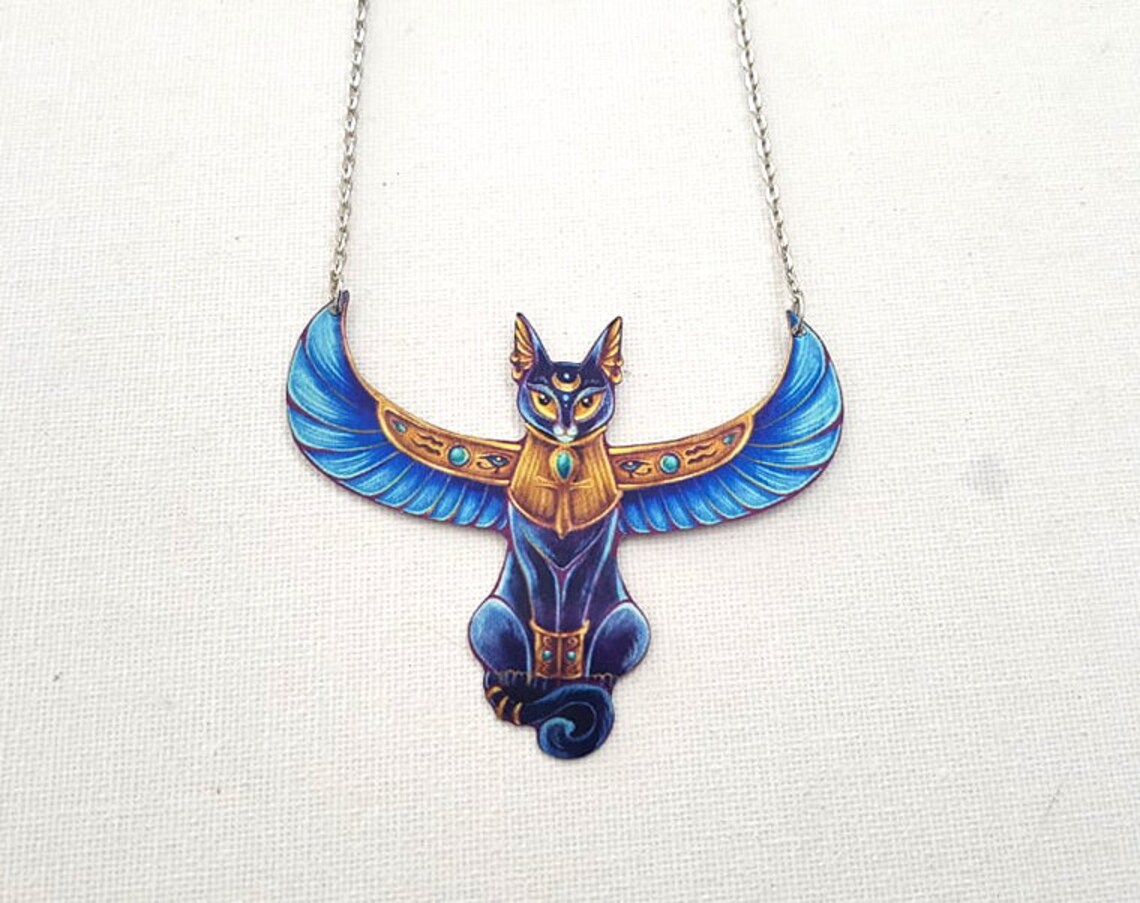 Winged Cat Goddess Bast Bastet Egyptian Myth Fantasy Totem - Etsy