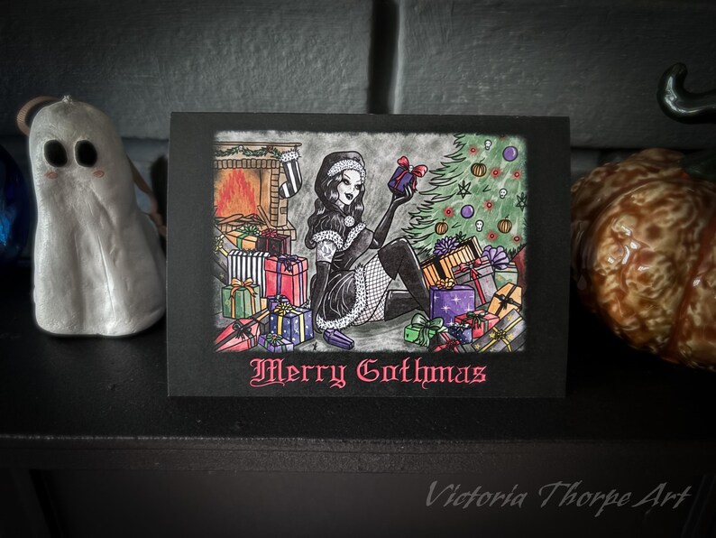 Victorian Ghost Christmas Card Set of 2 - Graveyard Cemetery Goth Yule ...