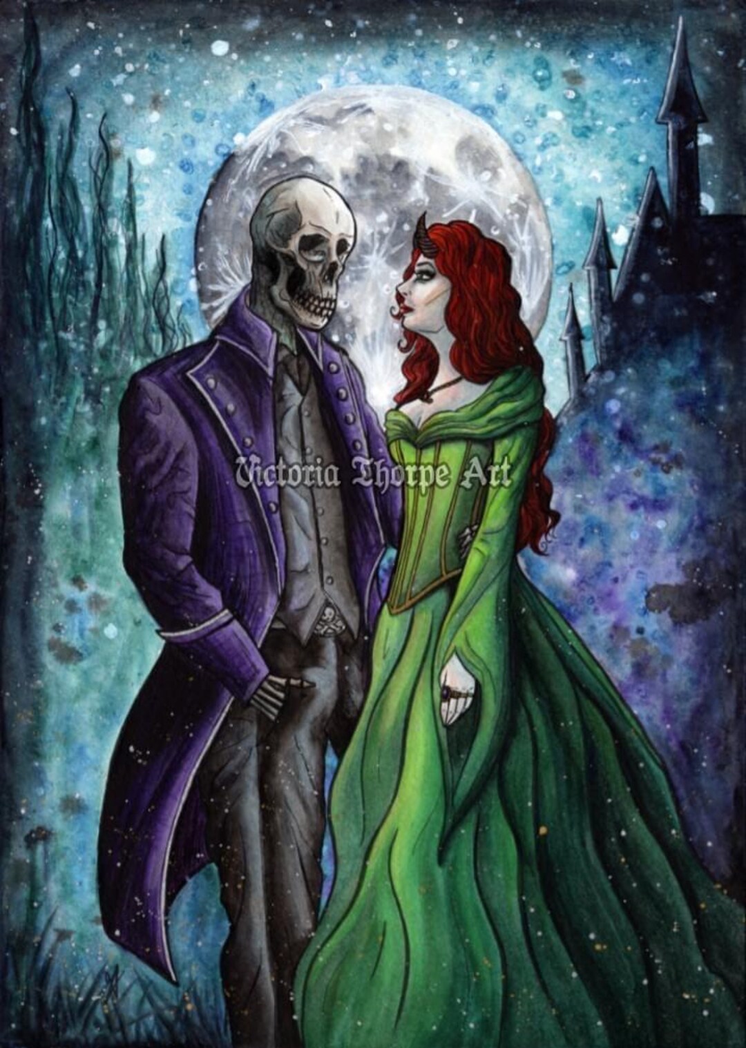 Original Art - Grim Reaper and Princess Watercolour Painting ...