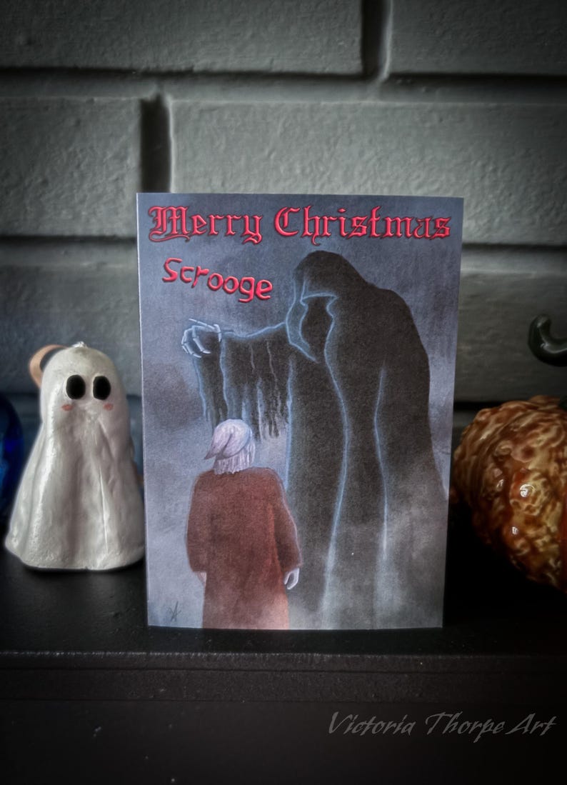 Victorian Ghost Christmas Card Set of 2 - Graveyard Cemetery Goth Yule ...
