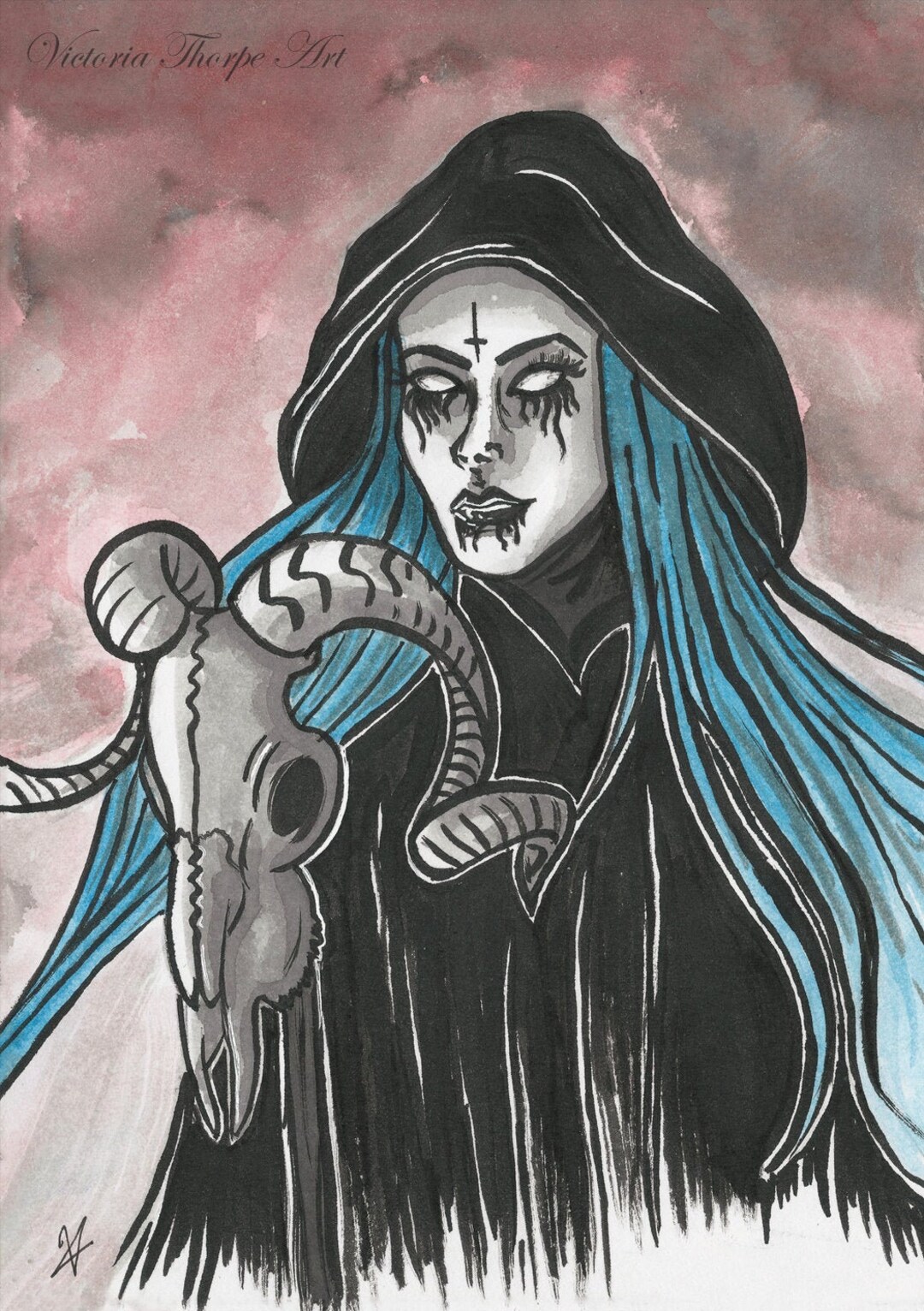 A5 Art Print Black Magic Gothic Art Dark Creepy Macabre Occult Wicca ...