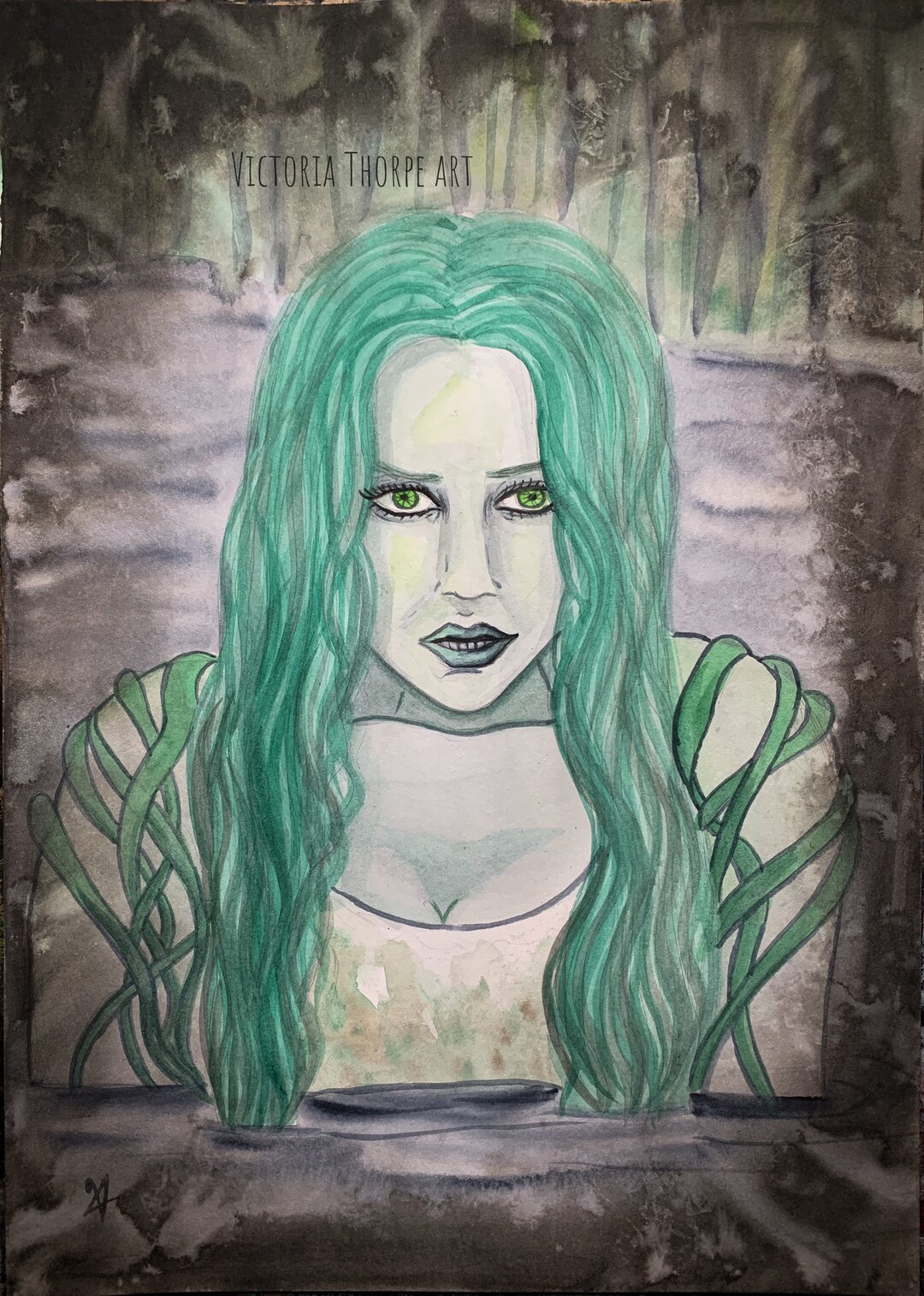 Original Art Swamp Witch Watercolour Painting Ink Inktober Fantasy Art ...
