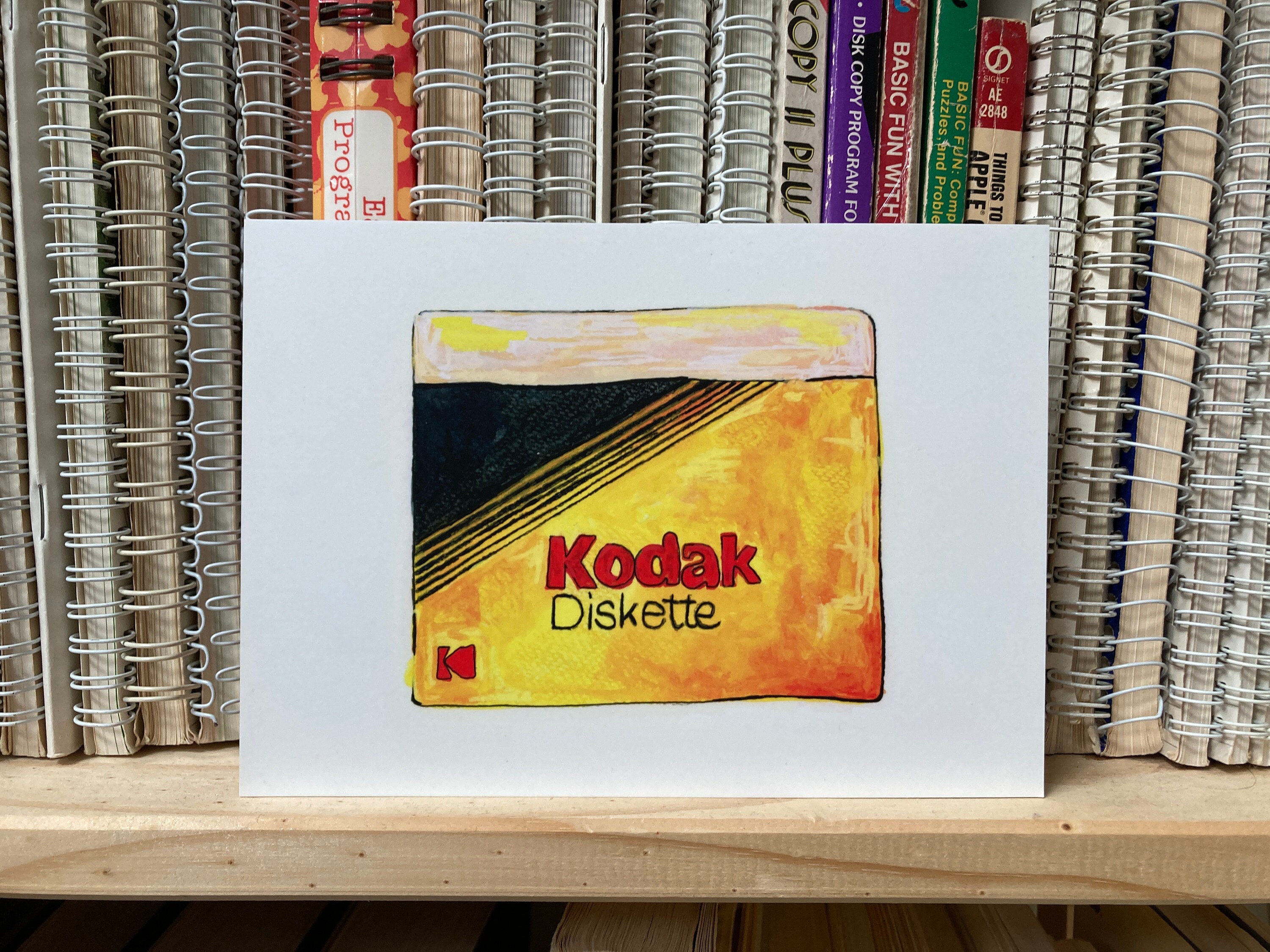 Vintage Computer Floppy Sleeve Drawing Digital Print on Cardstock 5x7 ...