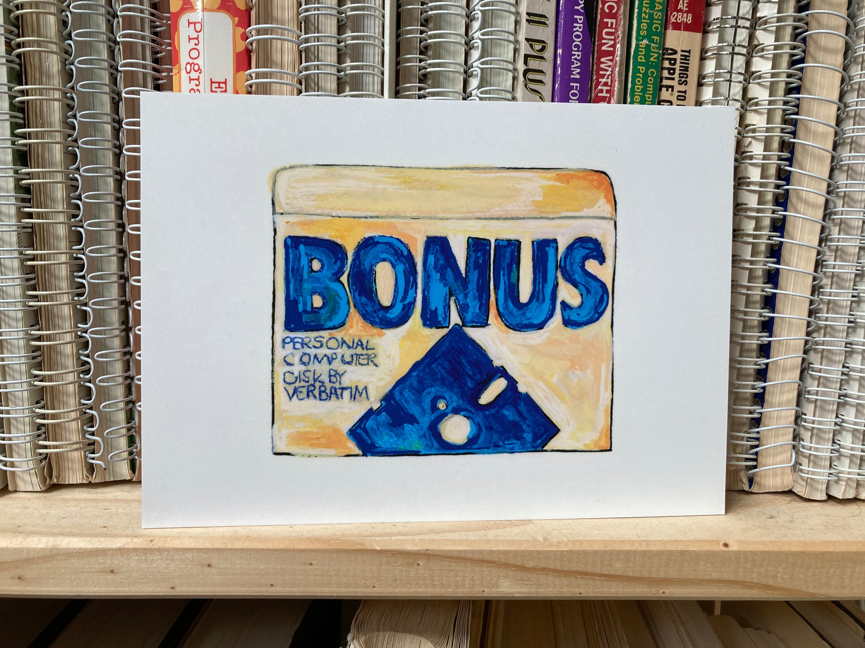 Vintage Computer Floppy Sleeve Drawing Digital Print on Cardstock 5x7 ...