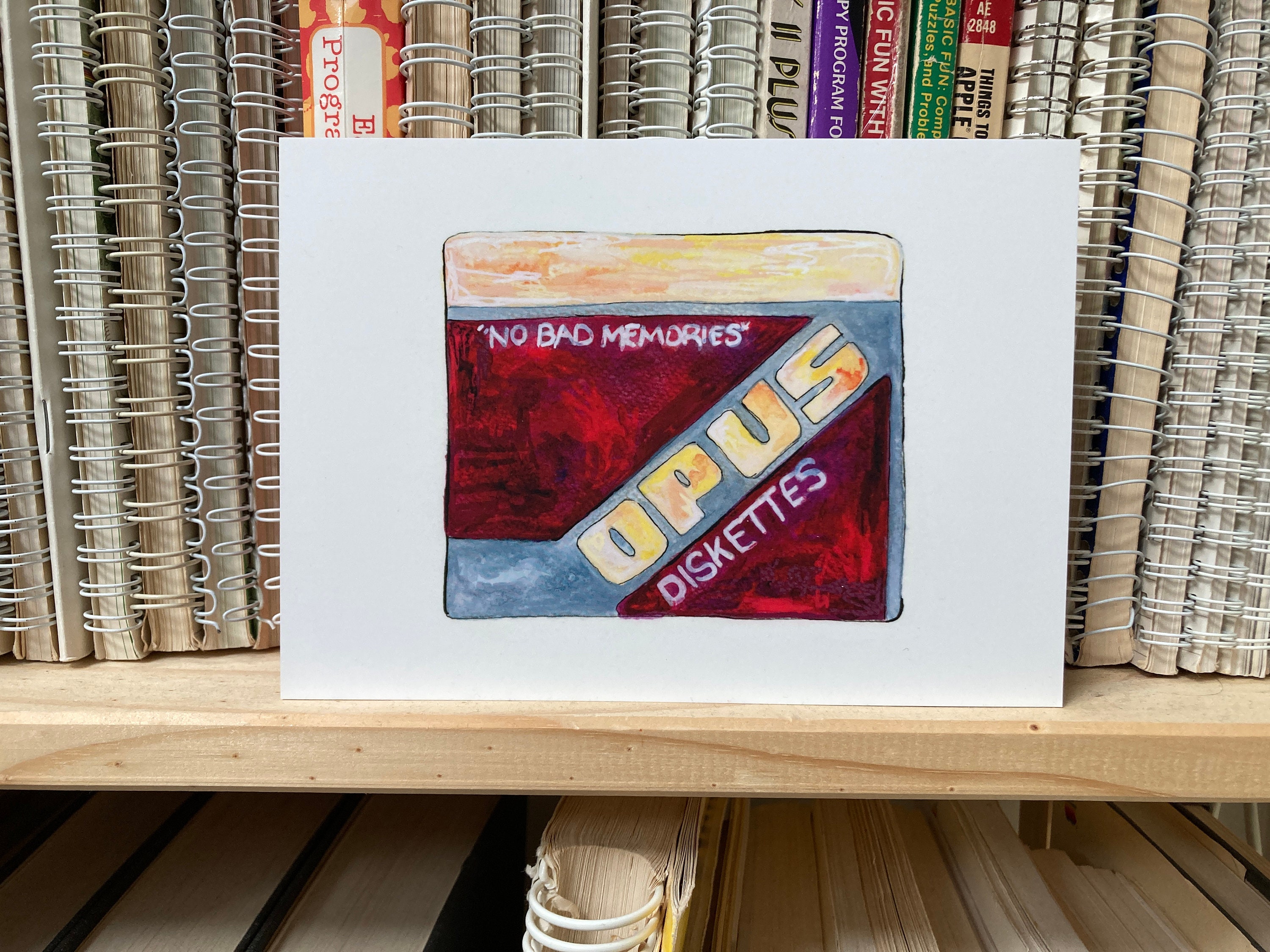Vintage Computer Floppy Sleeve Drawing Digital Print on Cardstock 5x7 ...
