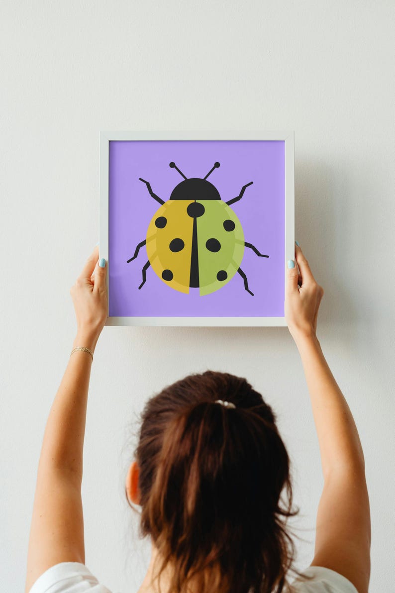 Bold Modern Ladybug Print, Fun & Simple Shapes, Colorful Wall Art Decor ...
