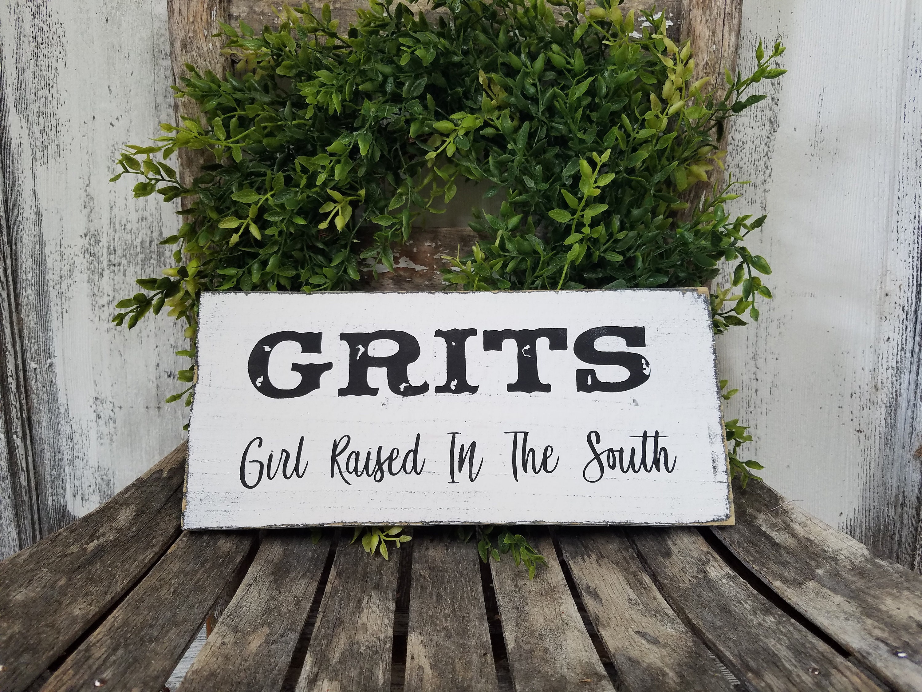 GRITS Girls Raised in the South Rustic Kitchen Wood Sign - Etsy