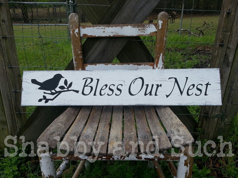 Bird Sign Bless Our Nest Sign Welcome Sign Rustic Wood - Etsy