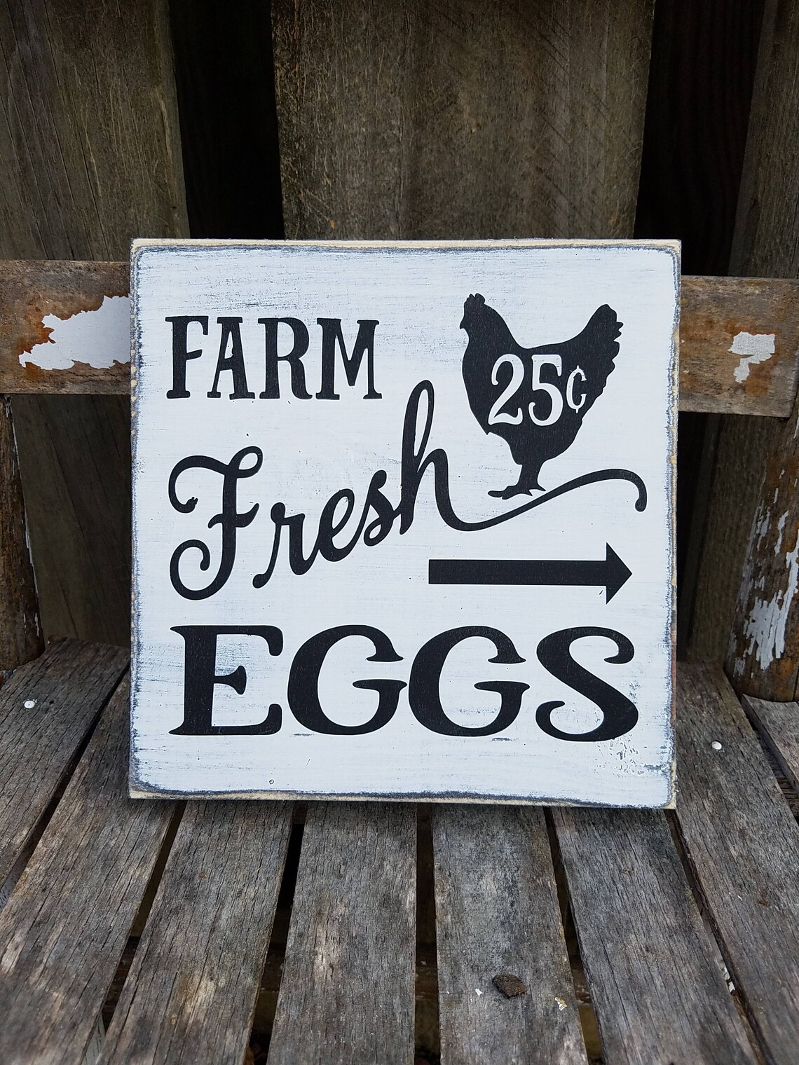 Farm Fresh Eggs Rustic Wood Sign, Chicken Decor (7.25" X 7.25") - Etsy