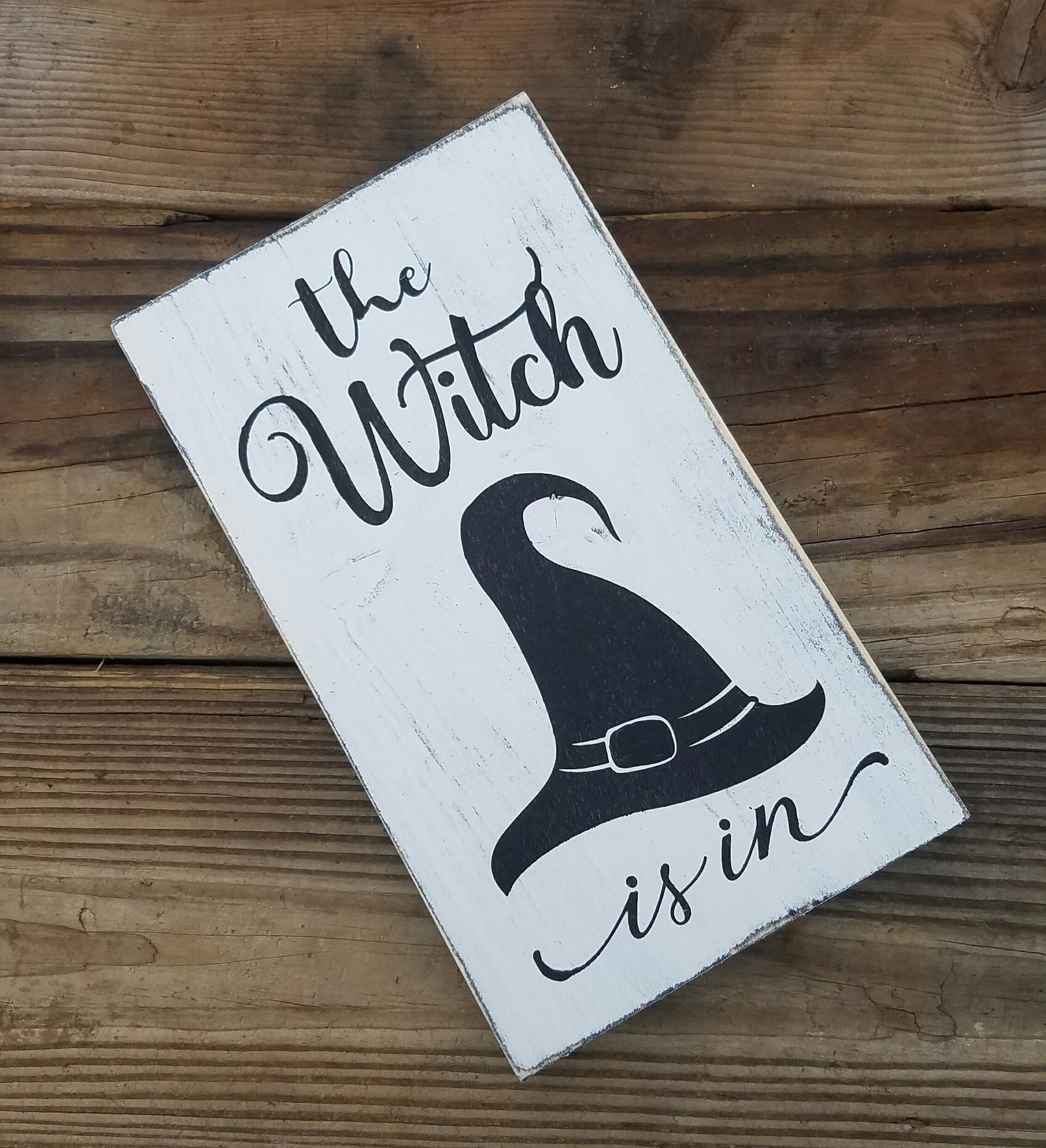 The Witch is in Sign Halloween Sign Rustic Wood Sign MINI | Etsy
