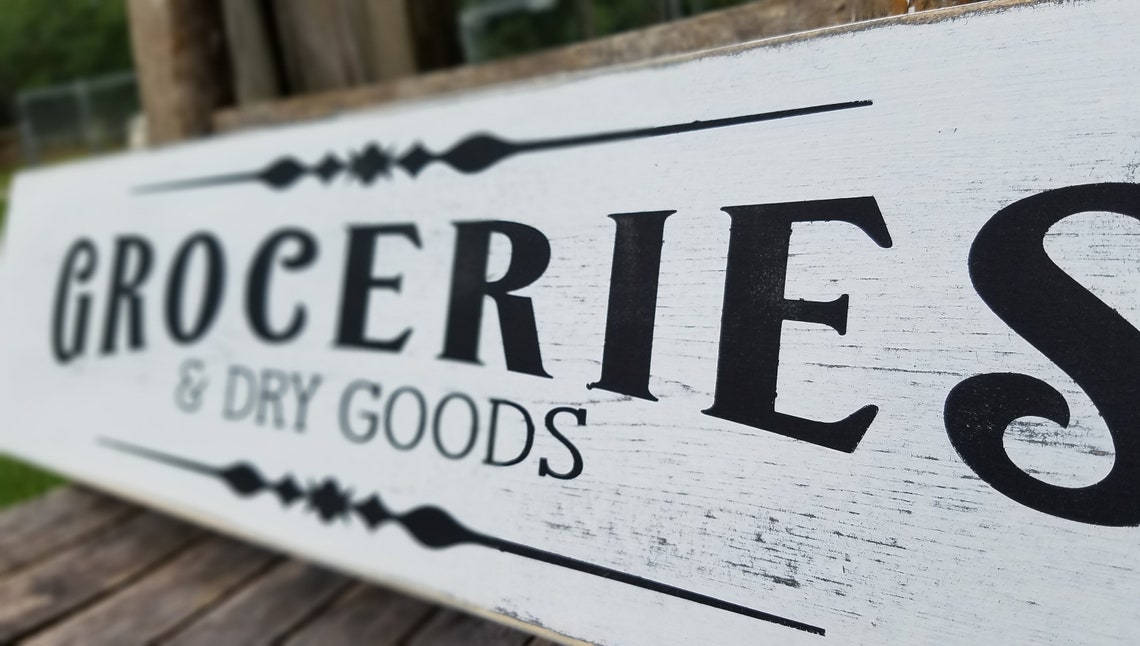 Groceries sign rustic wood sign farmhouse style sign wood | Etsy