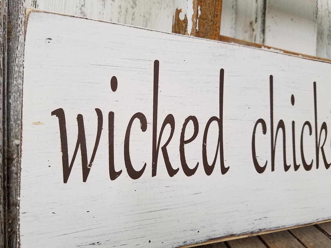 Wicked Chickens Lay Deviled Eggs Sign, Rustic Distressed Wood - Etsy
