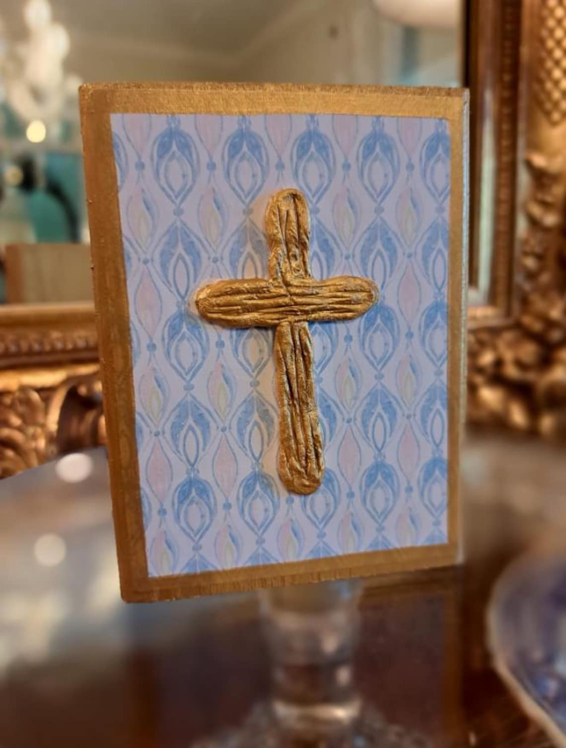 Textured Art Wood Blocks, Cross Art, Toile, Chinoiserie, Shelf Sitter ...