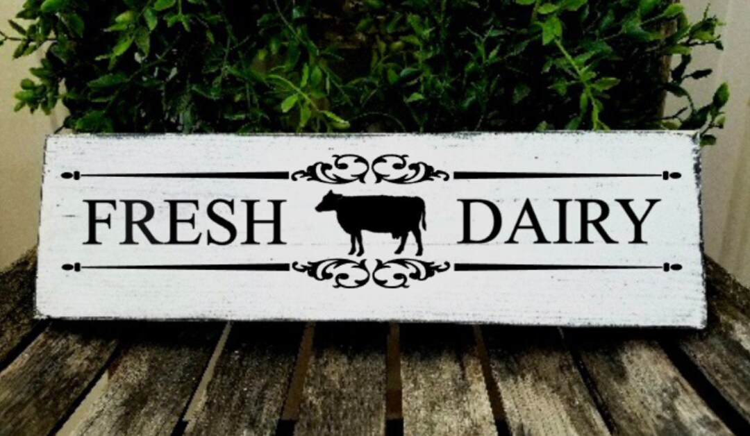 Fresh Dairy Sign, Cow Sign, Farm Sign, Farmhouse Style Sign, Rustic ...