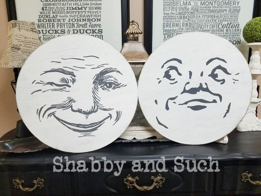 Man in the Moon Sign, Moon Face Sign, Vintage Halloween Sign, Retro ...