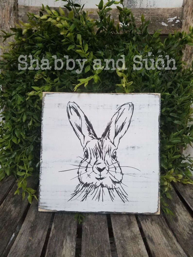 Bunny Face Sign Rabbit Sign Rustic Wood Sign Rustic Easter - Etsy