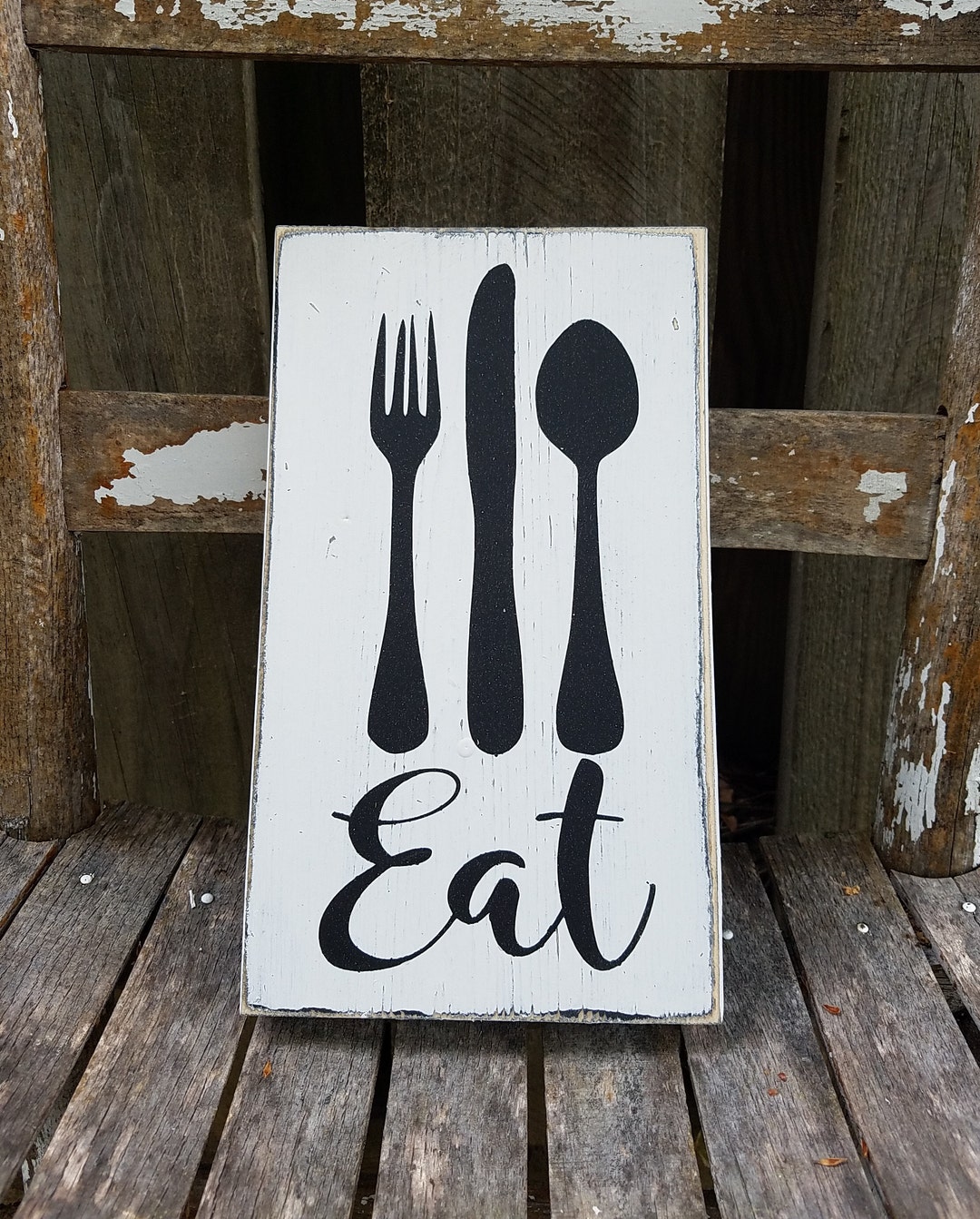 Eat With Utensils Sign, Rustic Wood Sign, MINI SIGN, Farmhouse Sign ...