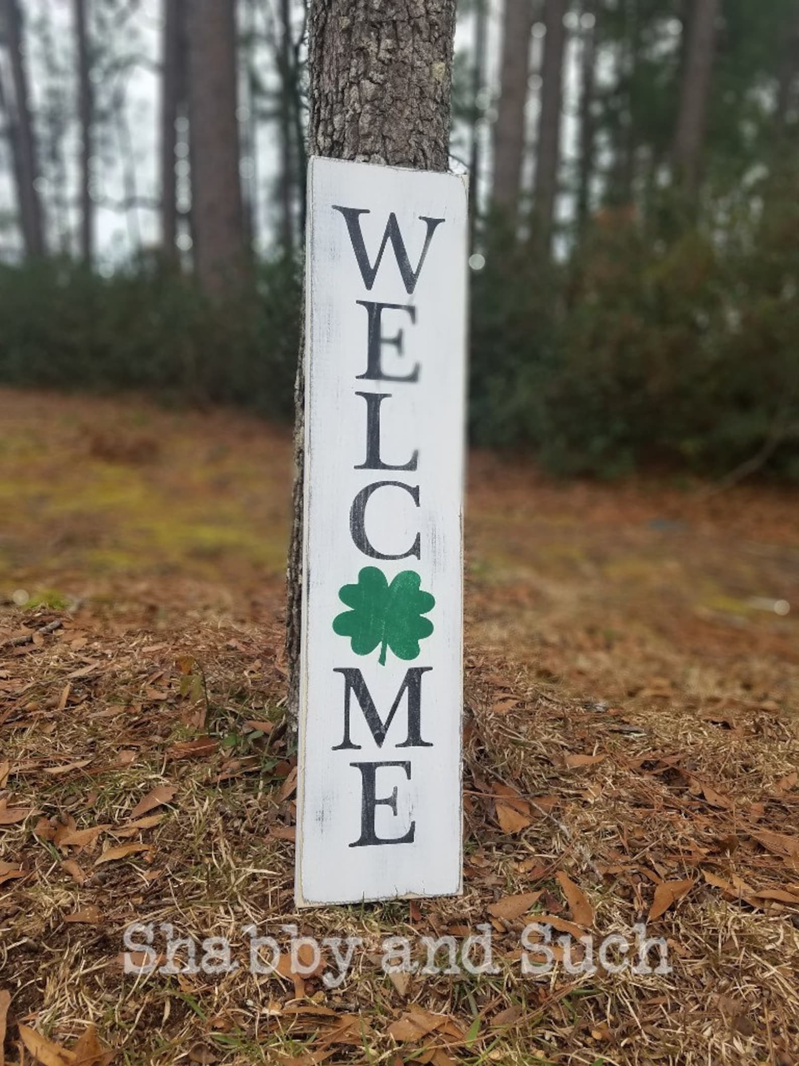 Welcome Shamrock Sign, Porch Sign, Saint Patrick's Day Sign, Welcome ...