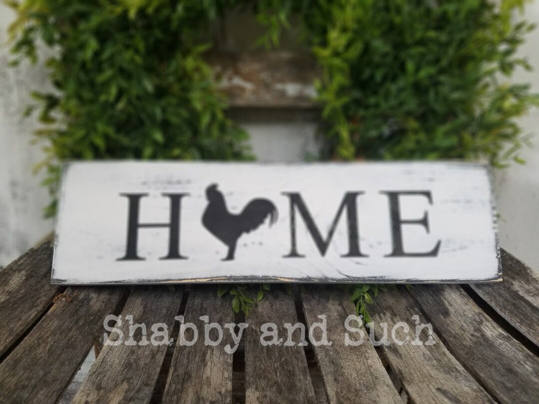 Home Sign, Rooster Sign, Welcome Sign, Rustic Wood Sign, Farm Sign ...