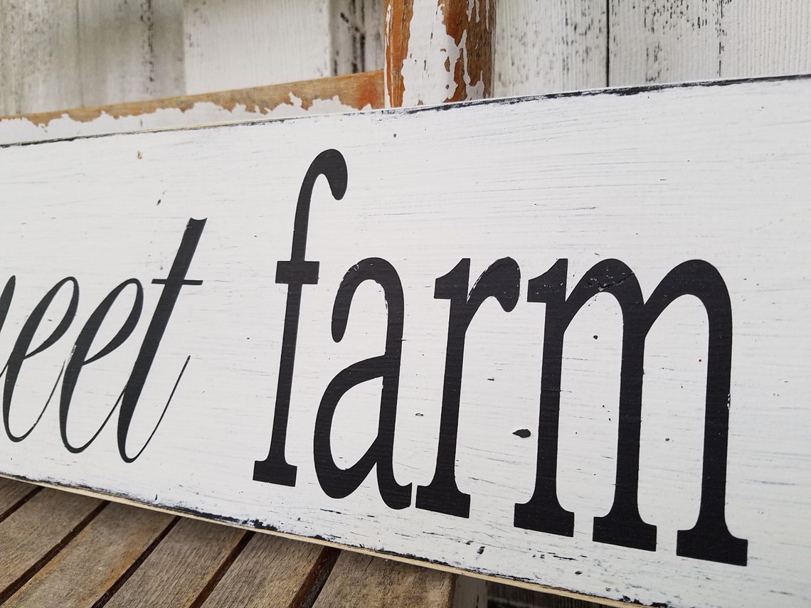 Farm Sweet Farm Sign, Rustic Hand Painted Wood, 24" - Etsy