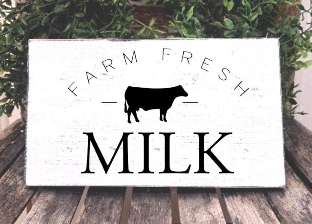 Farm Fresh Milk, Cow Sign, Dairy Sign, Rustic Wood Sign, Farmhouse Sign ...