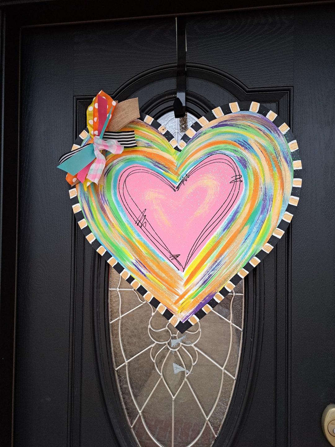 VALENTINE Heart Door Hanger, Colorful Whimsical Design, Valentine's Day ...