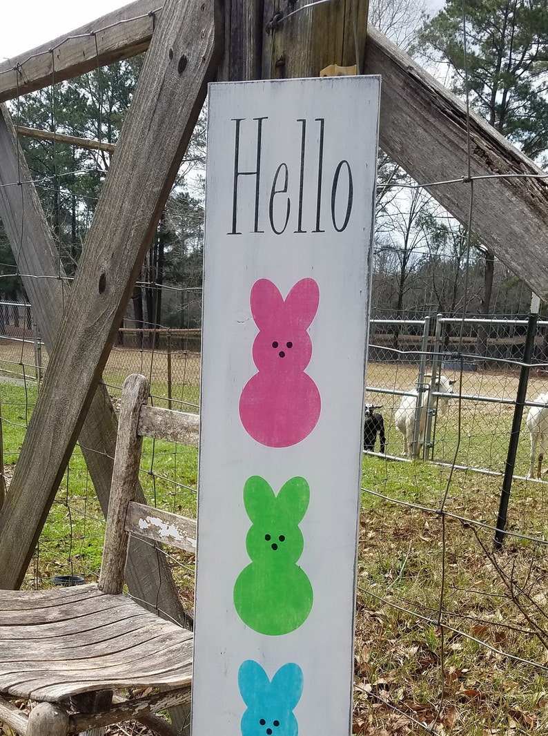 Hello Peeps Easter Sign Welcome Peeps Sign Easter Porch - Etsy