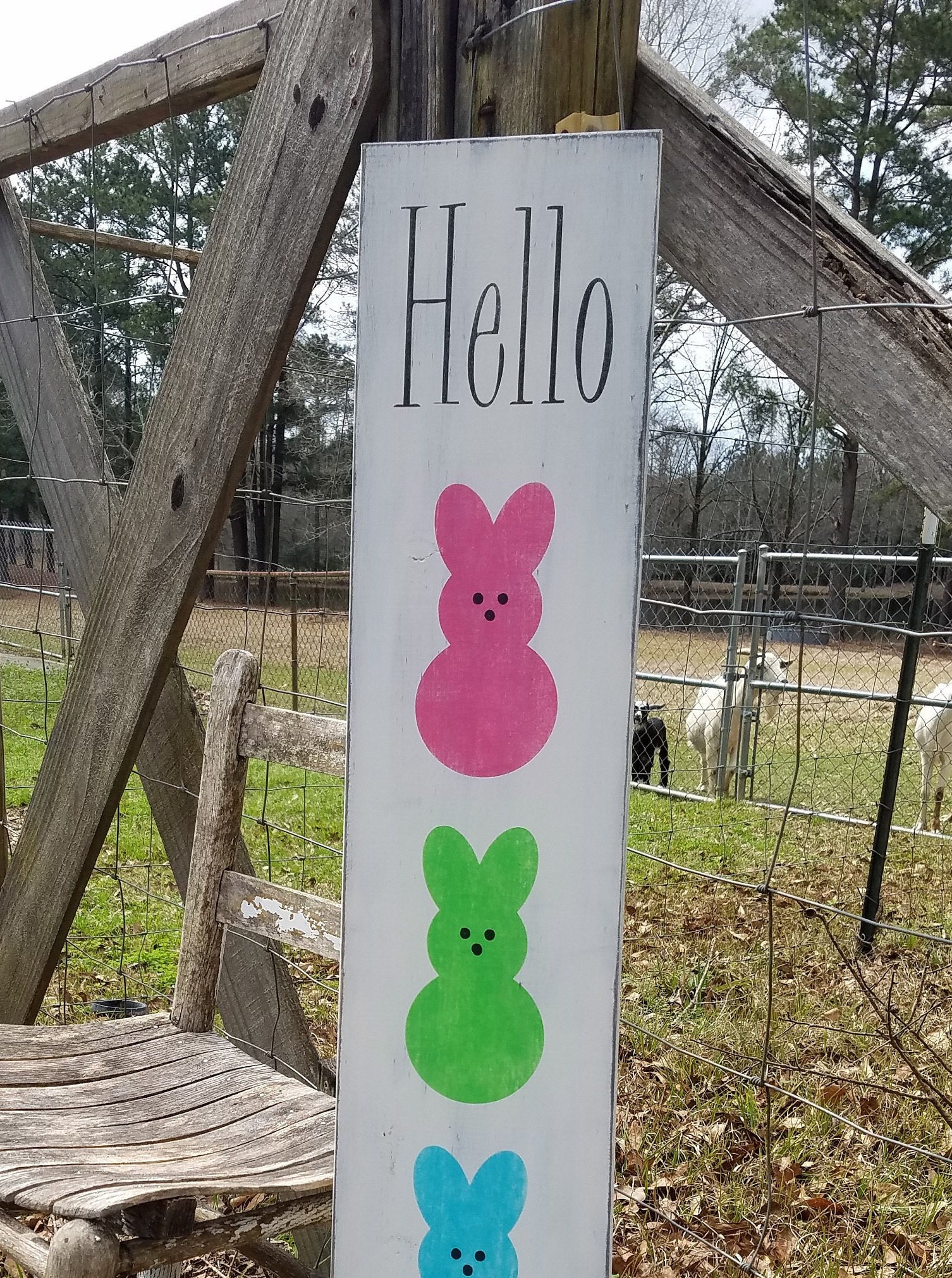 Hello Peeps Easter Sign, Welcome Peeps Sign, Easter Porch Sign ...