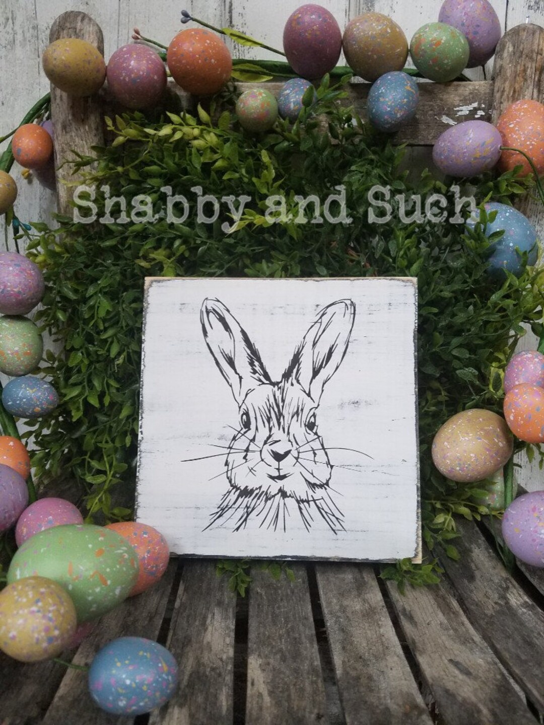 Bunny Face Sign, Rabbit Sign, Rustic Wood Sign, Rustic Easter Sign ...