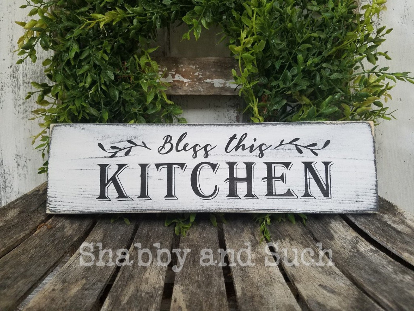 Bless This Kitchen Sign, Kitchen Sign, Rustic Wood Sign, Farmhouse Sign ...