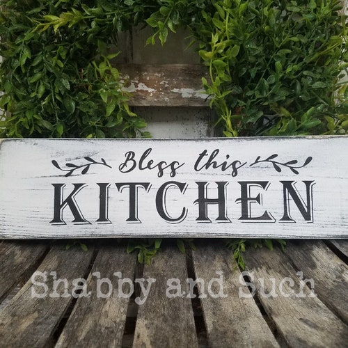 Bless This Kitchen Sign Kitchen Sign Rustic Wood Sign | Etsy