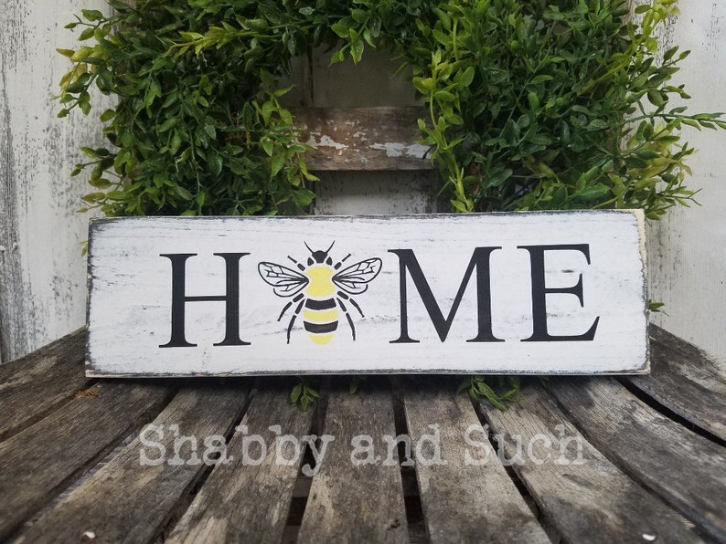 Home Sign, Bee Sign, Bumble Bee Sign, Rustic Wood Sign, Farmhouse Sign ...