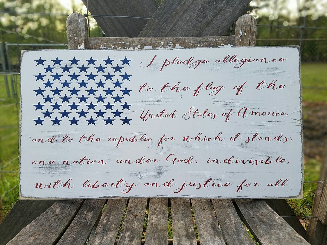 Pledge of Allegiance Flag Sign | Rustic Wood Sign | Farmhouse Style ...