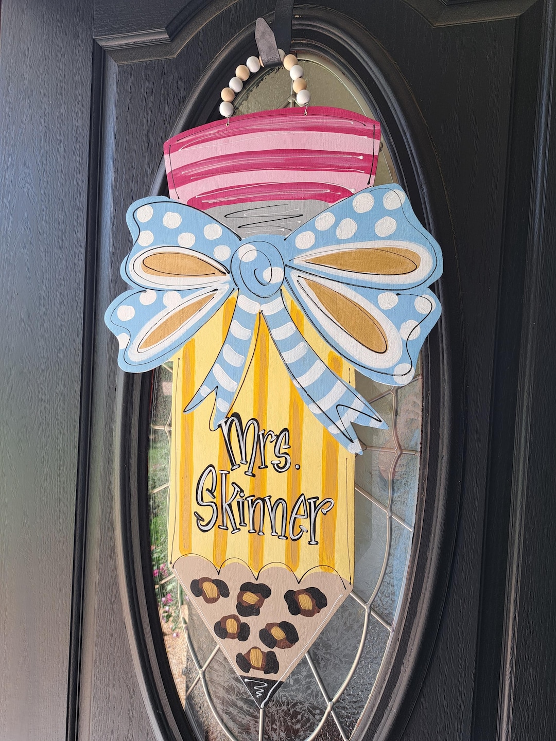 BACK TO SCHOOL Door Hanger, Teacher Door Decor, Grand Millennial Pencil ...