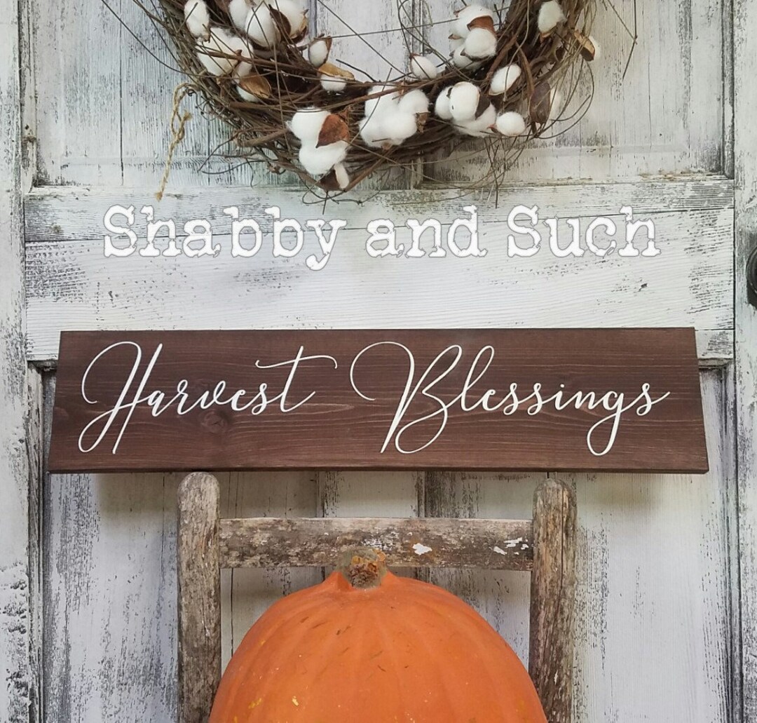 Harvest Blessings Rustic Wood Sign Fall Sign Autumn Sign Blessings Sign ...