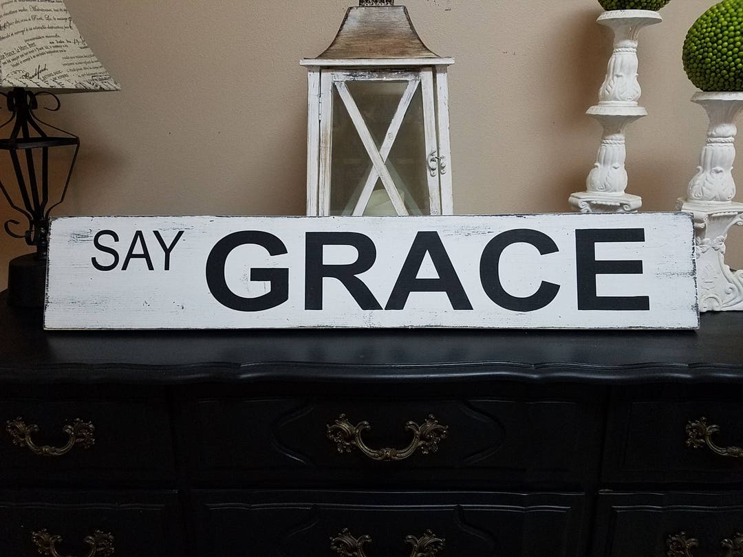 Say Grace Sign | Blessing Sign | Rustic Wood Sign | Farmhouse Style ...