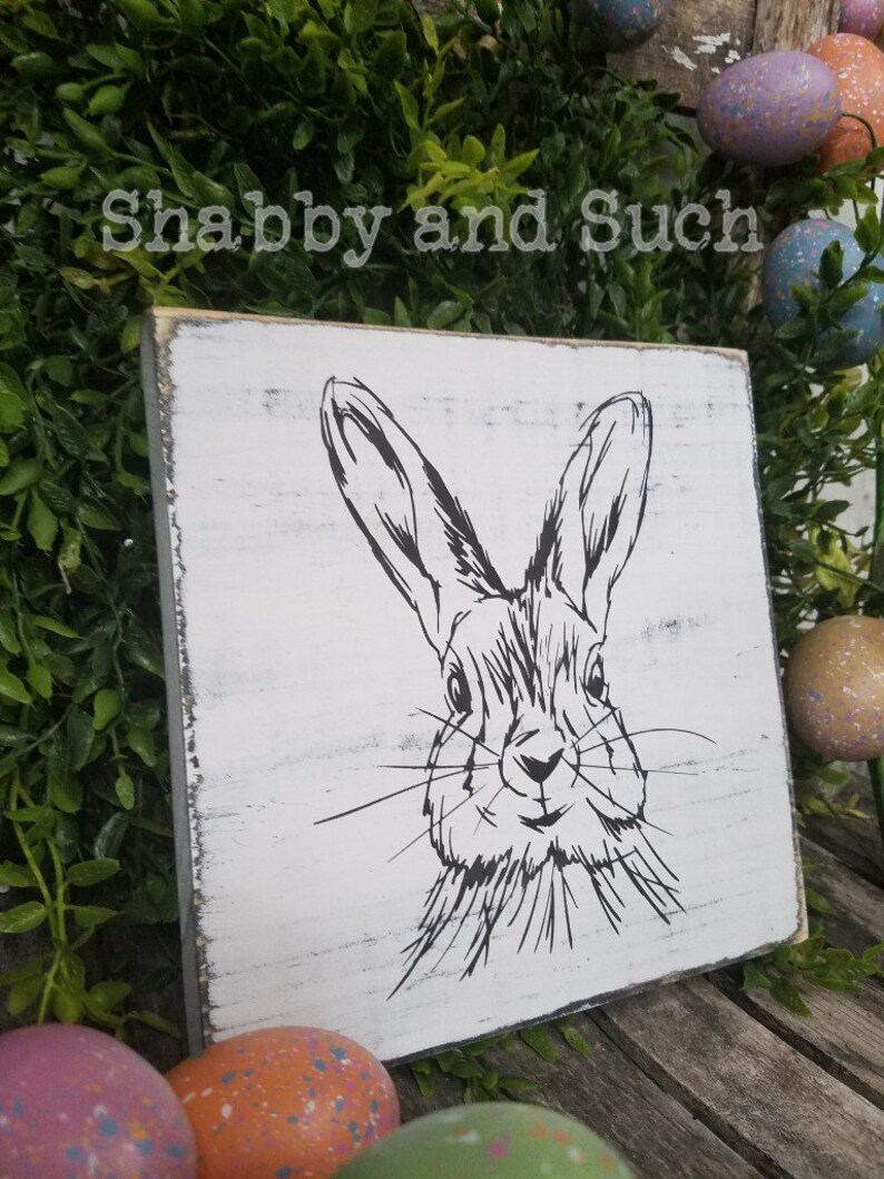 Bunny Face Sign Rabbit Sign Rustic Wood Sign Rustic Easter - Etsy