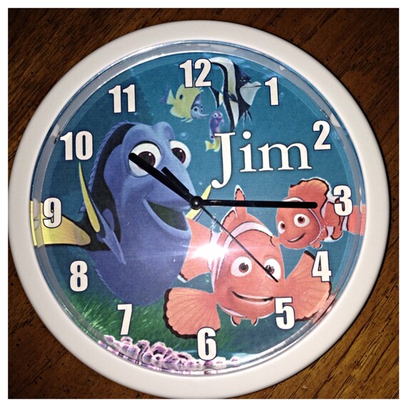 Items similar to Finding Nemo Wall Clock with personalized name on Etsy