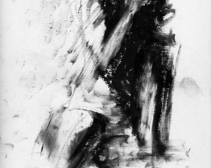 Haunting Figure Drawing Moody Dark Fine Art Crayon Figure Study No. 52 ...