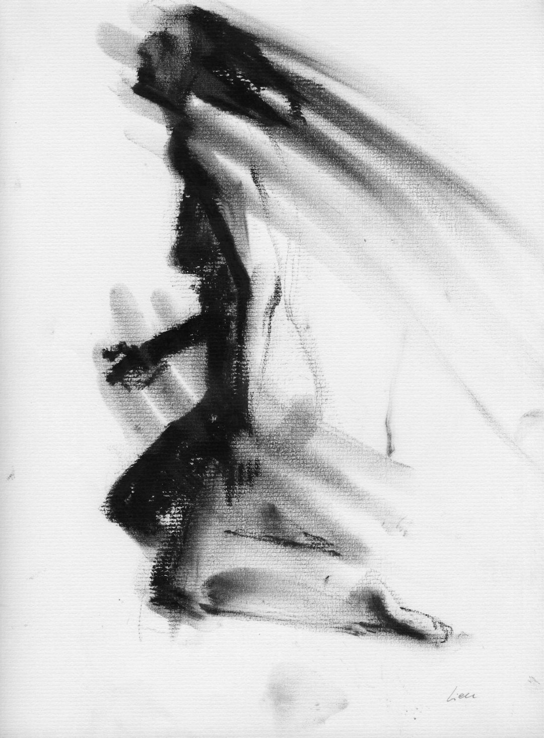 Macabre Haunting Figure Drawing, Falling No. 88 - Etsy